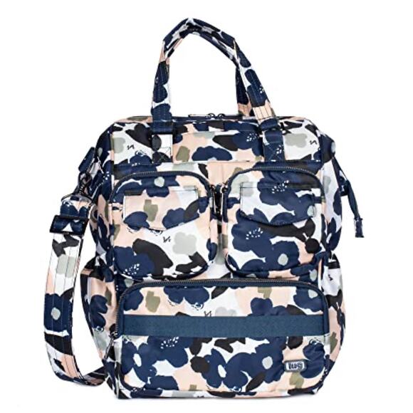lug | Bags | Lug Via 2 Convertible Tote Bag Backpack Blue Floral Travel ...